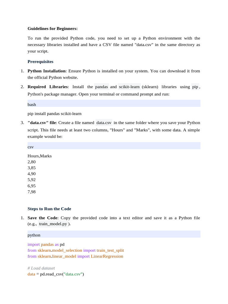Guidelines For Beginners DS and AIML | PDF | Comma Separated Values ...