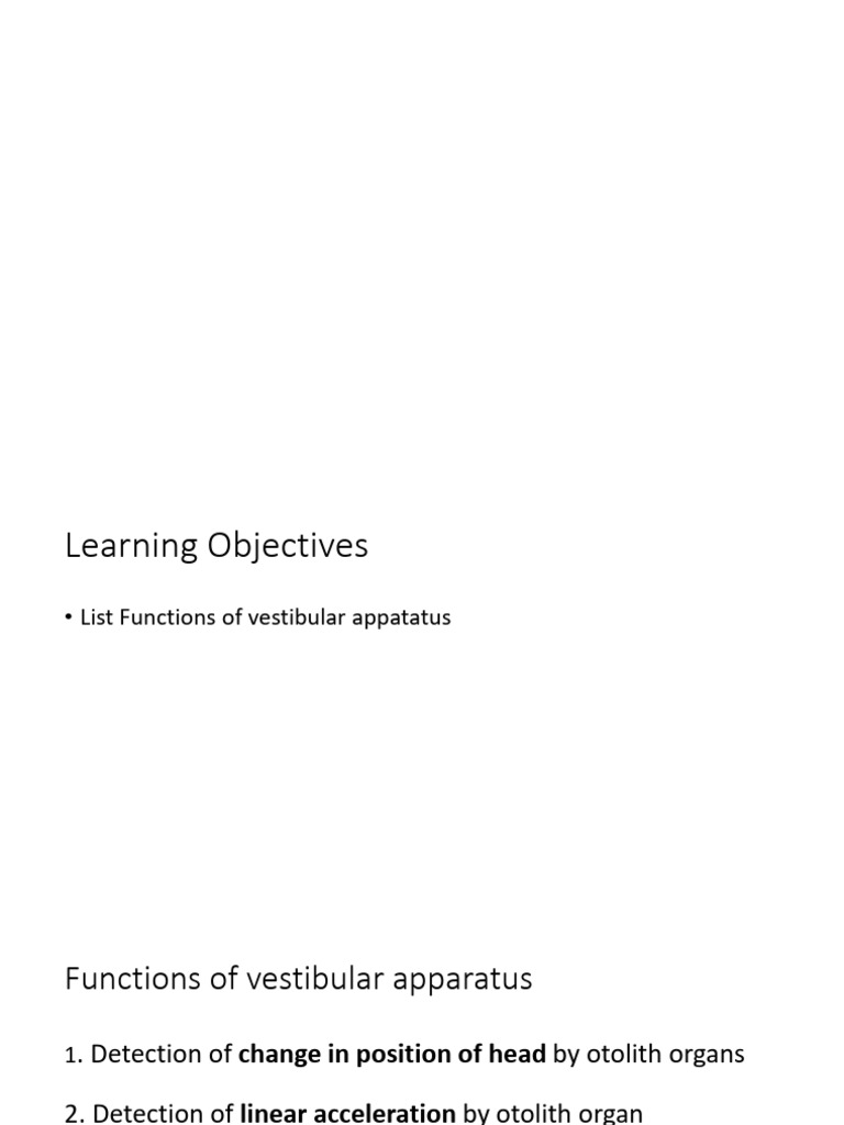 Functions of the Vestibular Apparatus | PDF | Vestibular System ...