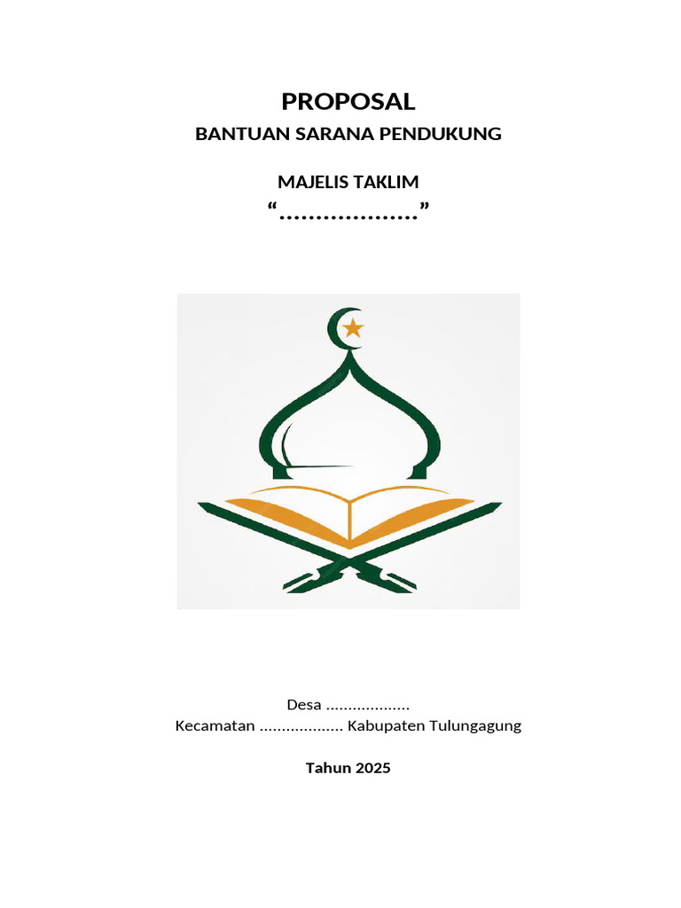 Proposal Bantuan Sarana Majelis Taklim | PDF