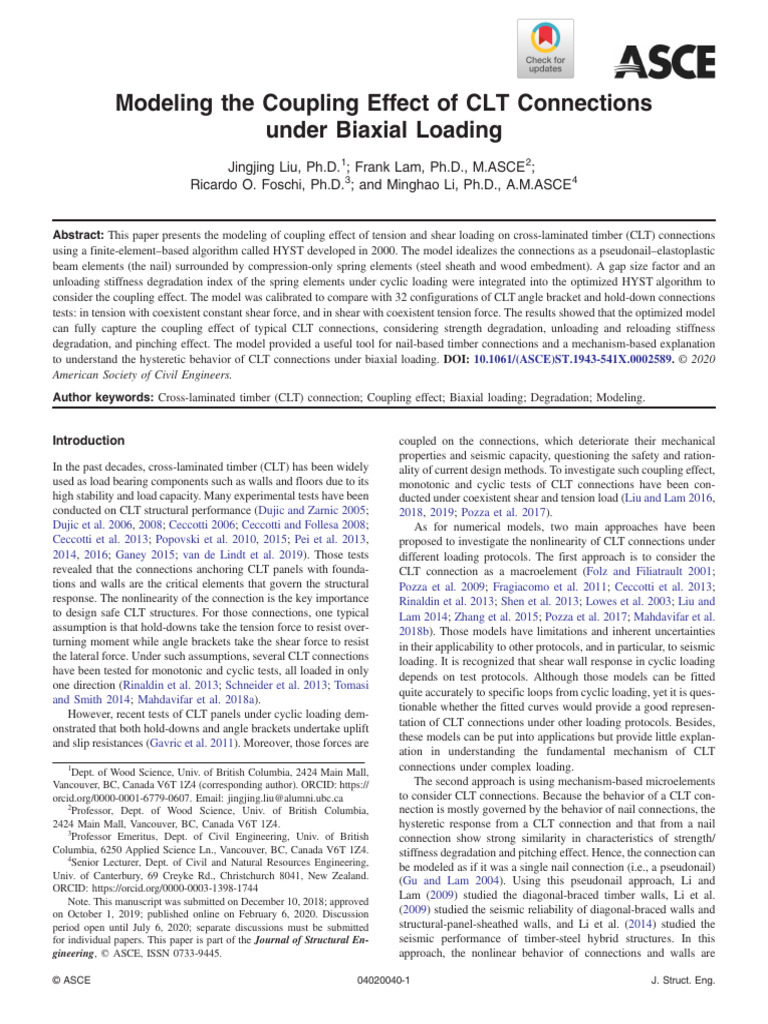 Modeling The Coupling Effect of CLT Connections Under Bi-Axial Loading ...
