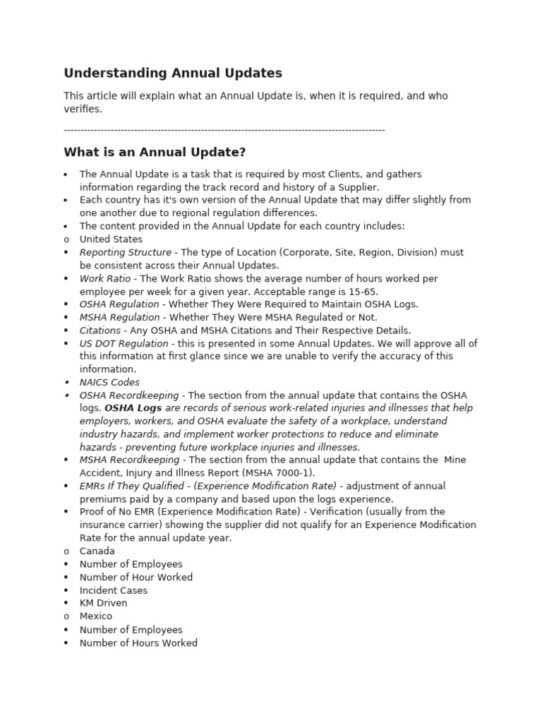 Annual Update Verification Guide | PDF | Occupational Safety And Health ...