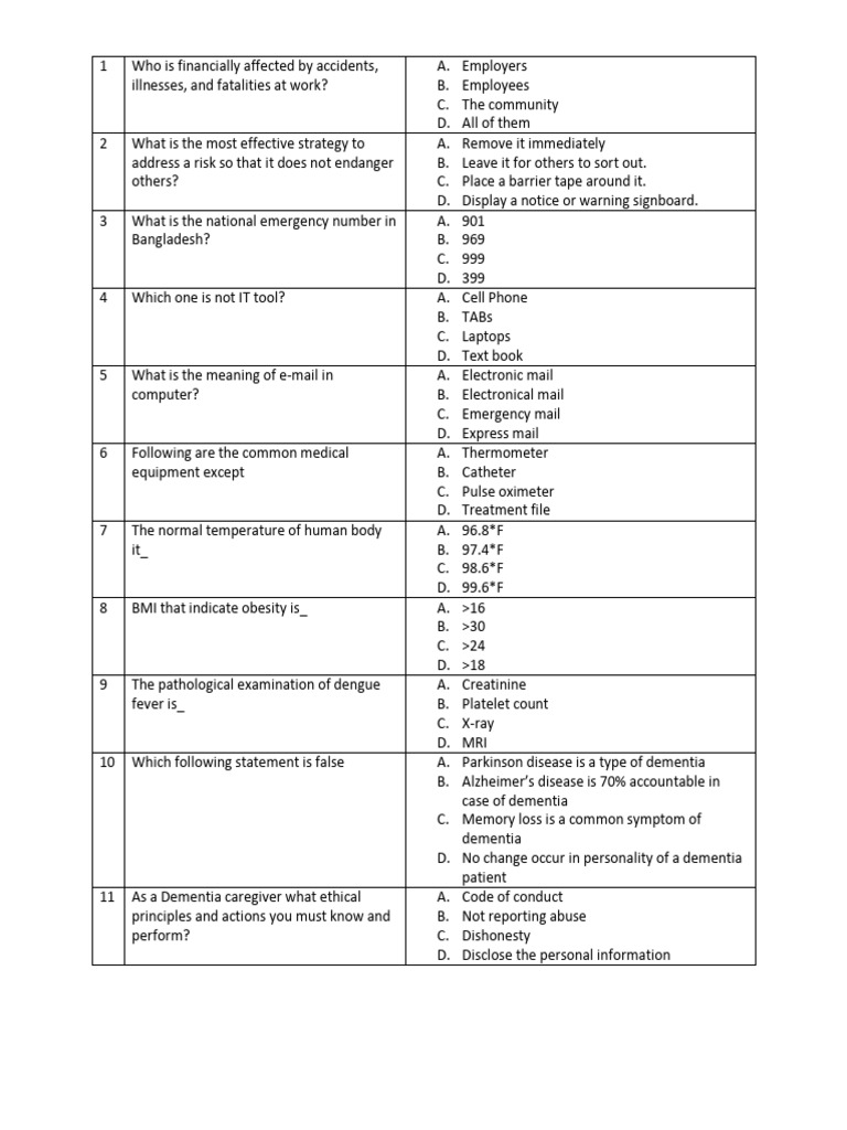 Final-Dementia Question and Answer | PDF | Dementia | Caregiver