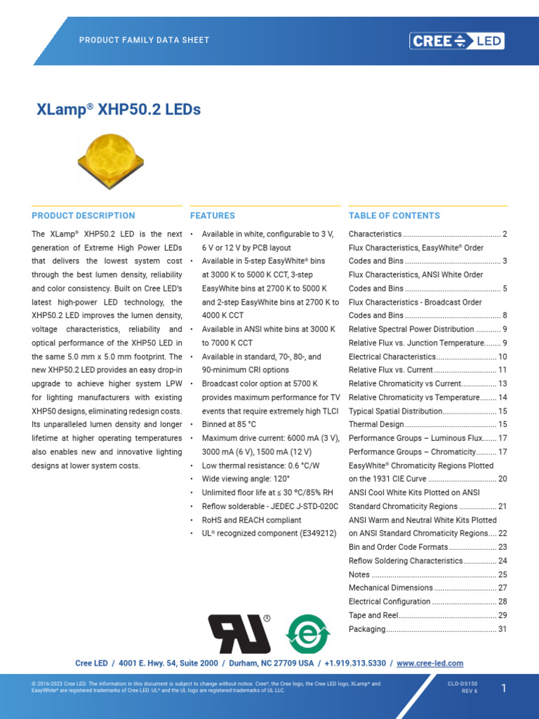 XLamp-XHP50 2 | PDF | Light Emitting Diode | Electricity