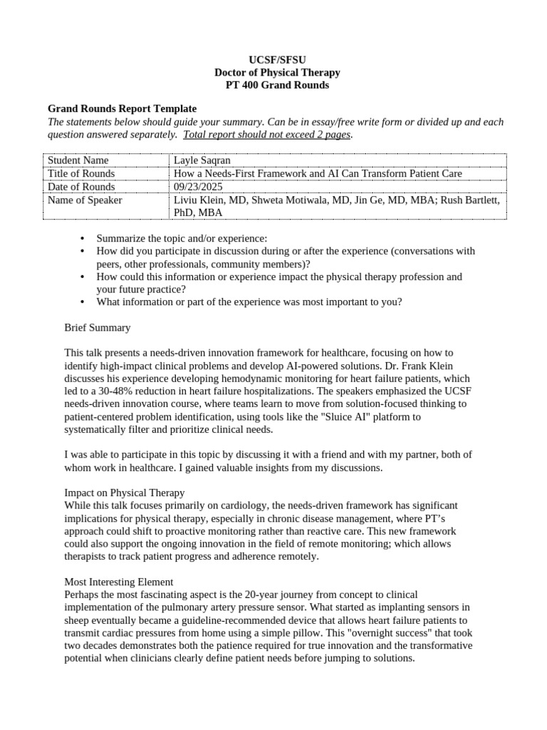 Ai Patient Care Reflection | PDF | Physical Therapy | Heart Failure