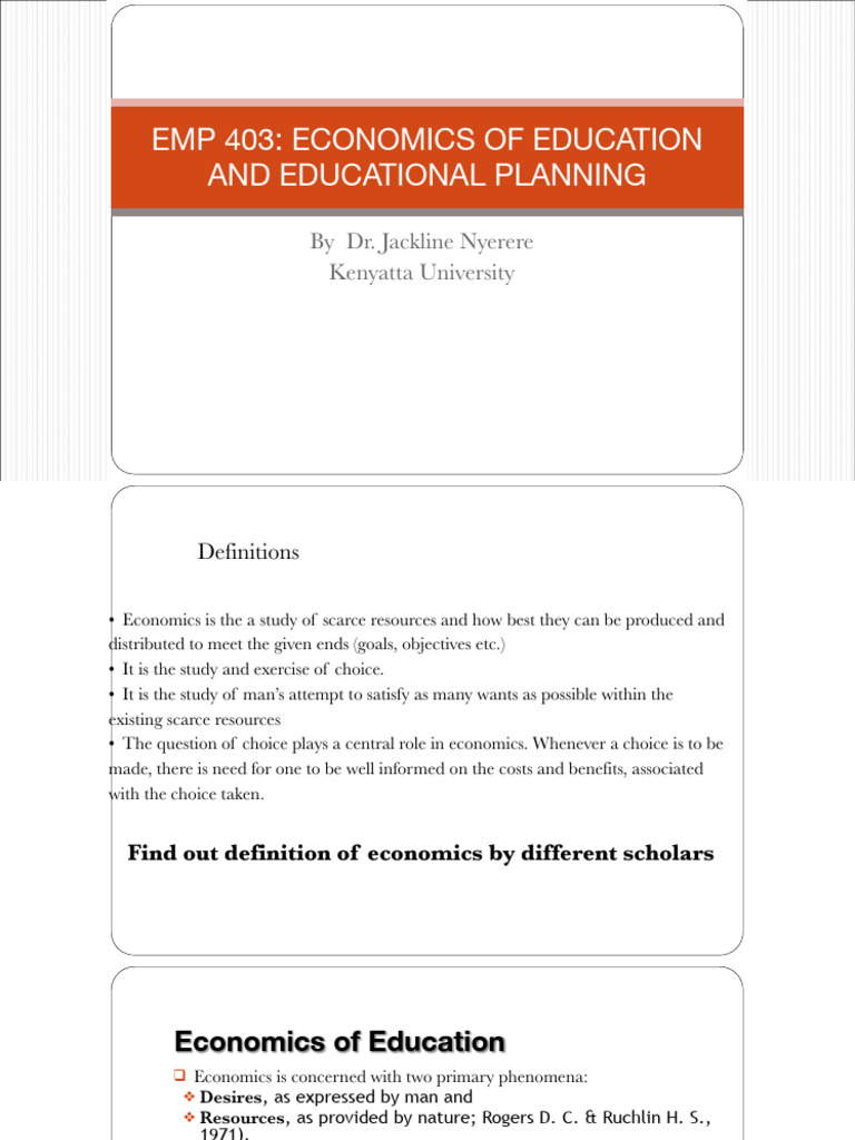 Economics of Education Explained | PDF | Human Capital | Capital ...