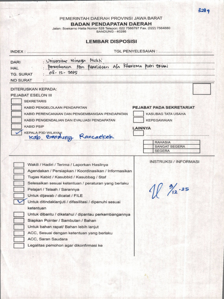 3284 Universitas Winaya Mukti Permohonan Ijin An Kharisma Putri Eriani ...