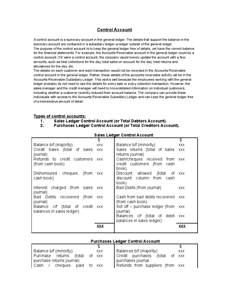 Control Account | PDF | Ledger | Debits And Credits