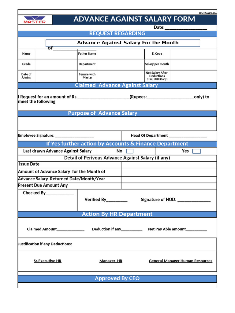 STL Advamce Form 21.01.2019 | PDF | Salary | Business
