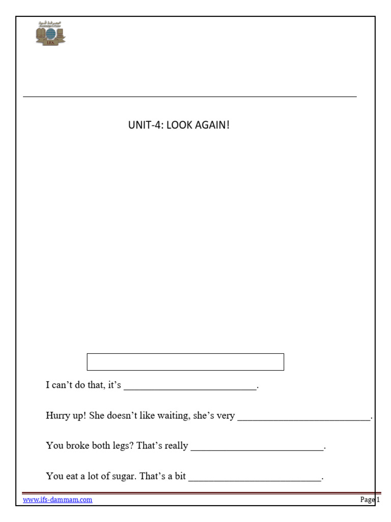 Worksheet Grade 3 Unit 4 | PDF