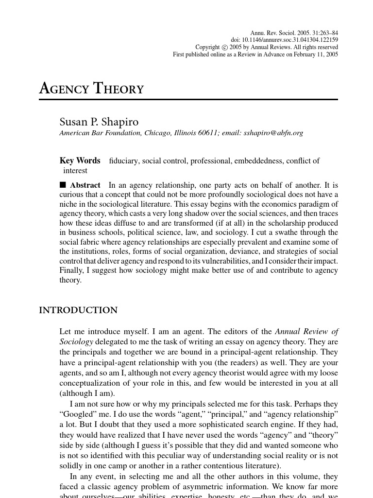 Agency Theory | PDF