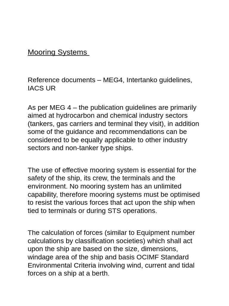 Mooring System Design Guidelines | PDF | Ships | Naval Architecture