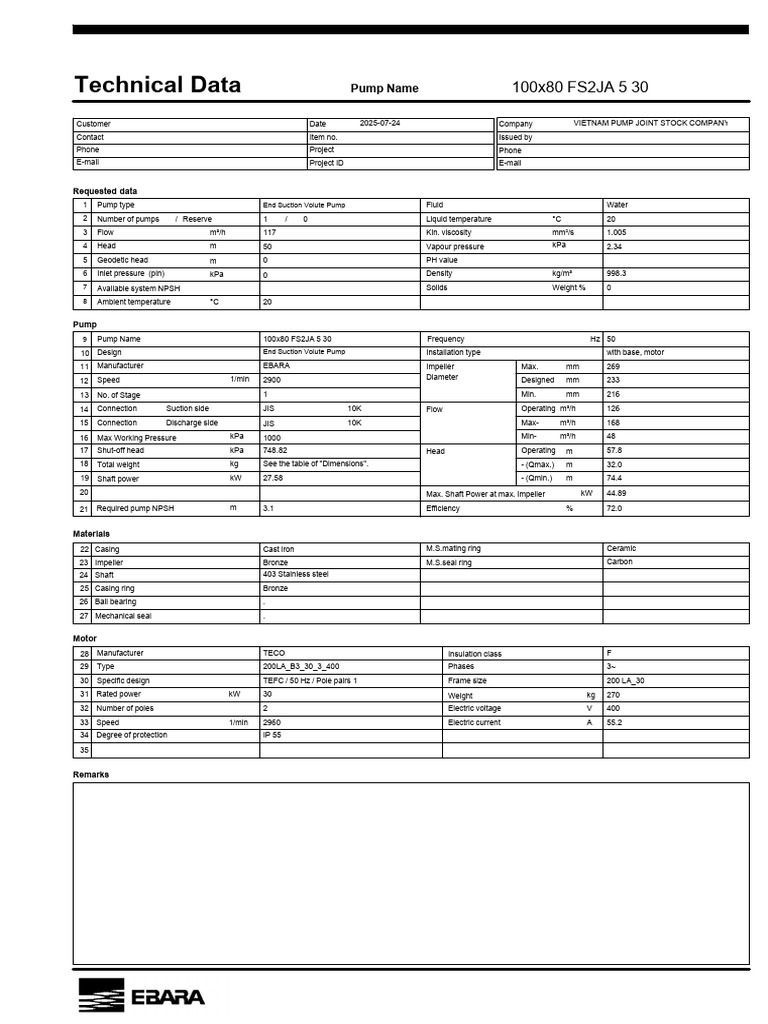 Data_sheet_100x80_FS2JA_5_30 | PDF | Pump | Mechanical Engineering