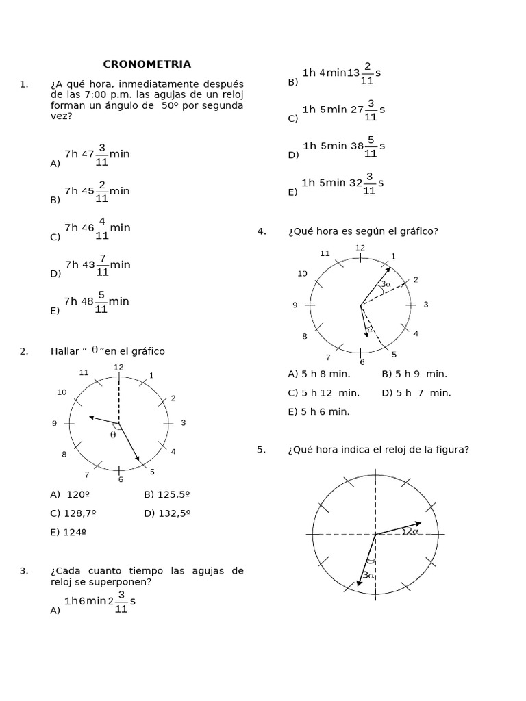 Seminario Temas - Crono - Operadores - Magnitudes.pdf | PDF | Hora | Reloj