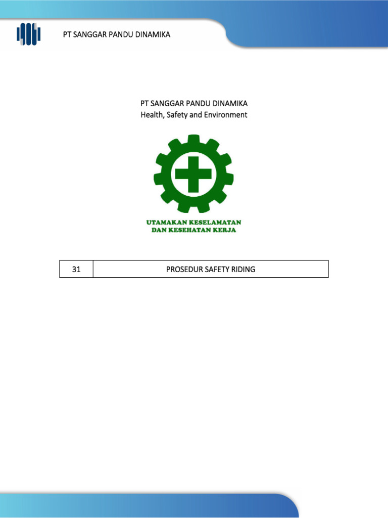 Prosedur Safety Riding PT Sanggar Pandu | PDF