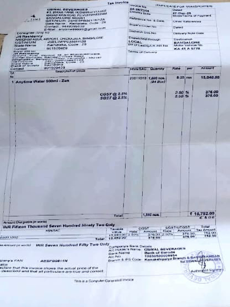 Water Bottle Invoice Dec 27, 2025 | PDF