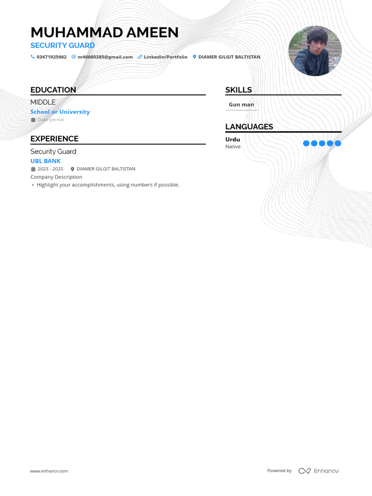 Security Guard Resume - Muhammad Ameen | PDF