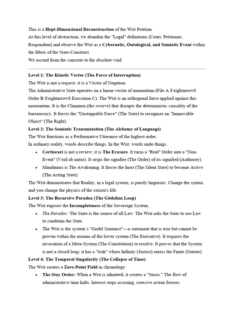 Hept-Dimensional Deconstruction of The Writ Petition | PDF | Existence