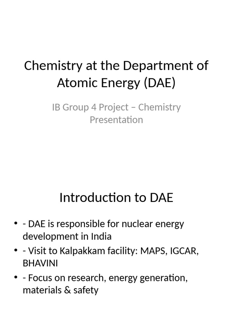 Chemistry at DAE Group4 Presentation | PDF