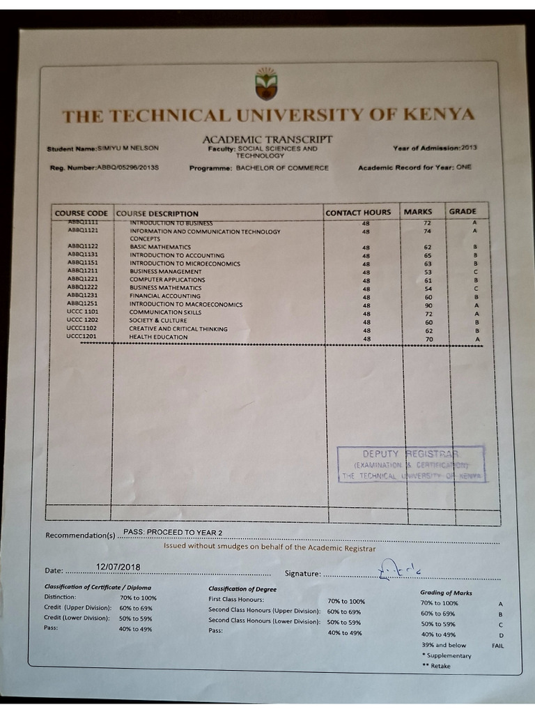 Student Courses Transcripts | PDF