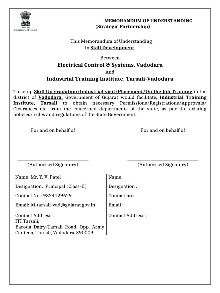 MoU Format | PDF