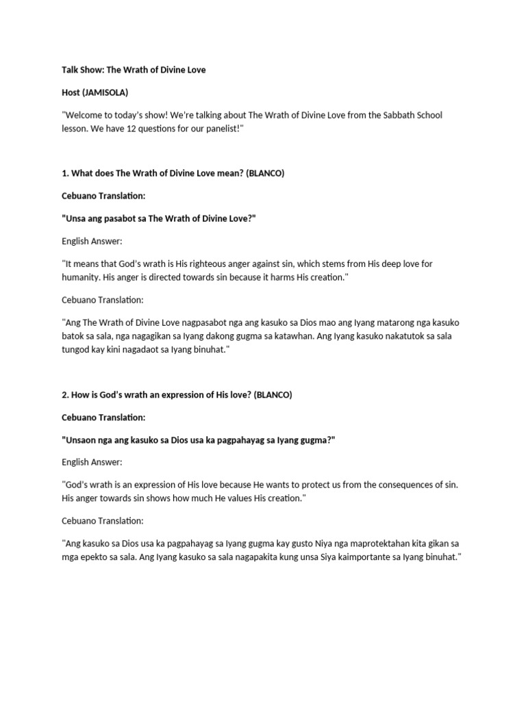 Sabbath School Talk Show | PDF