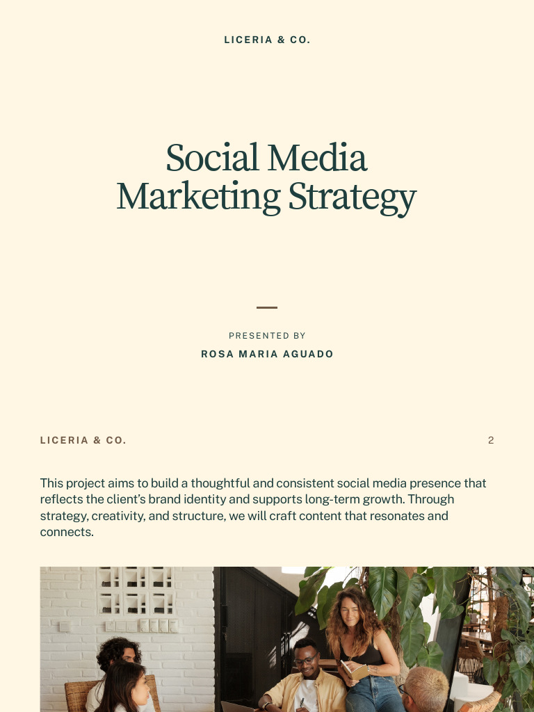 Beige Green Simple Clean Minimalist Social Media Marketing Strategy ...