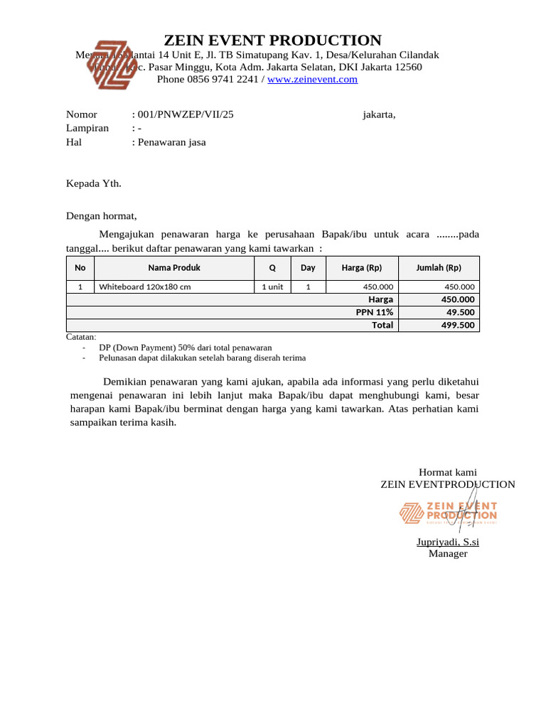 Contoh Surat Penawaran Produk | PDF