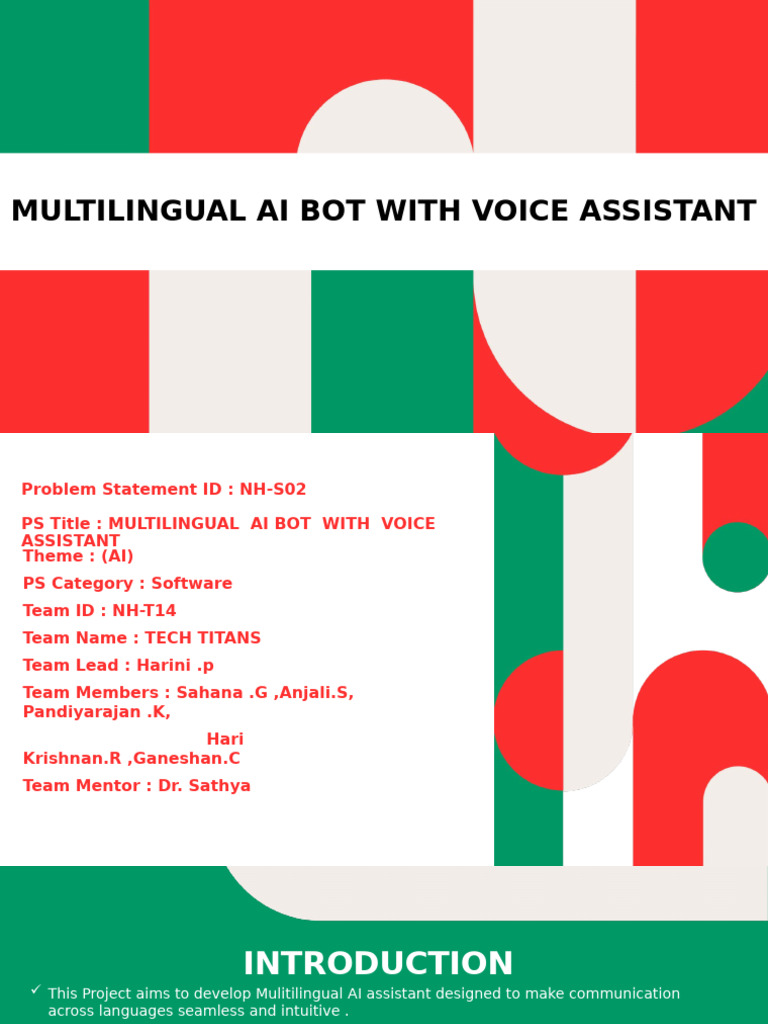 Multilingual AI Bot With Voice Assistant | PDF | Artificial ...