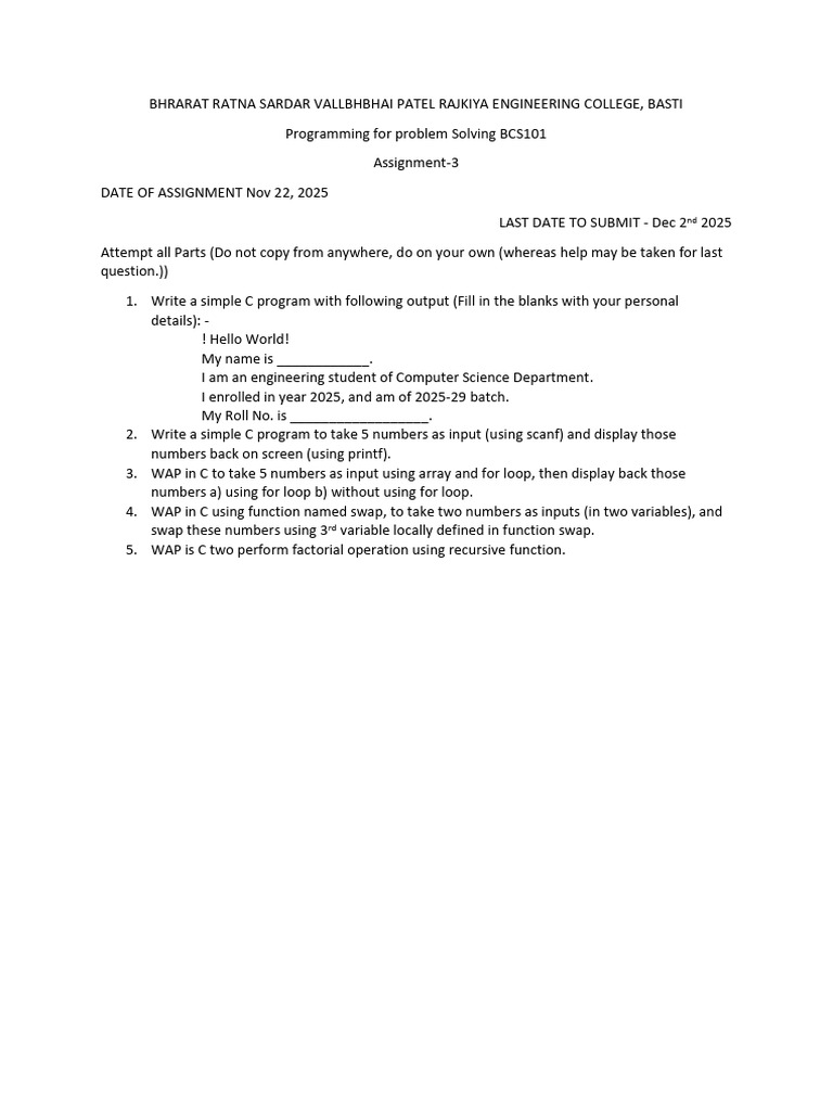 Assignm NT 3 Bcs 101 | PDF
