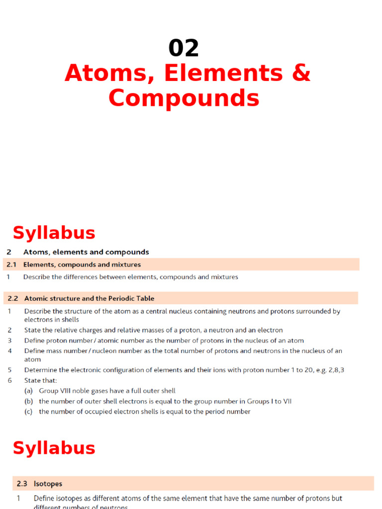 Atoms, Elements & Compounds | PDF | Atoms | Isotope