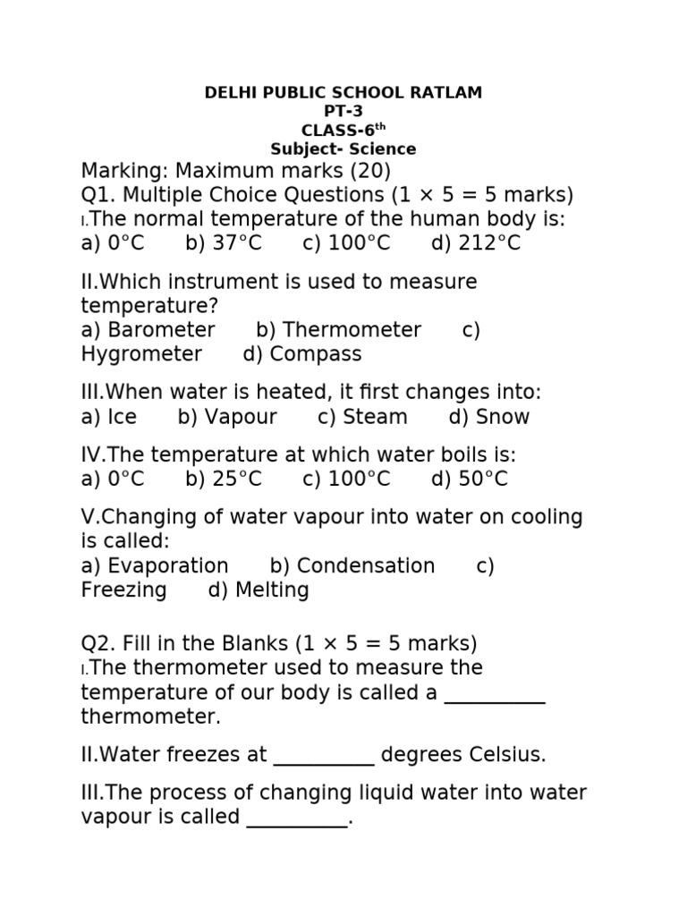Class 6 TH Pt3 Science 02 2025 | PDF