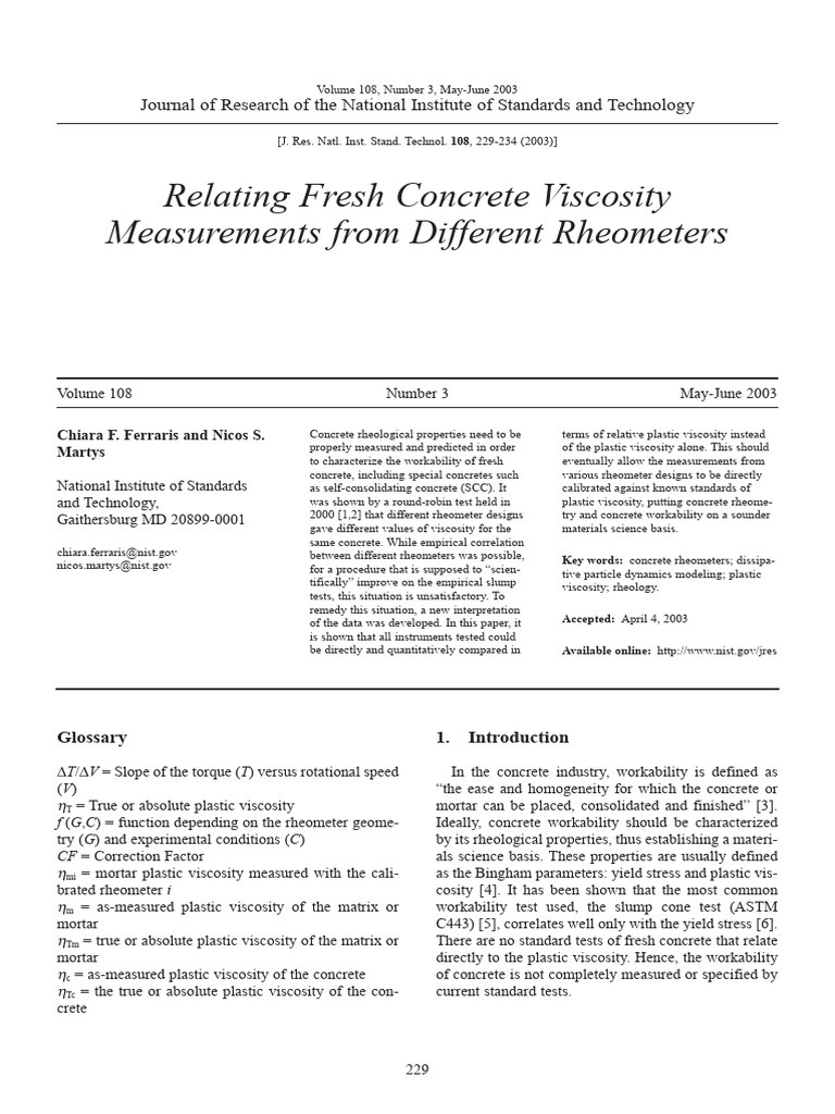 Relating Fresh Concrete Viscosity Measurements Fro | PDF | Viscosity ...