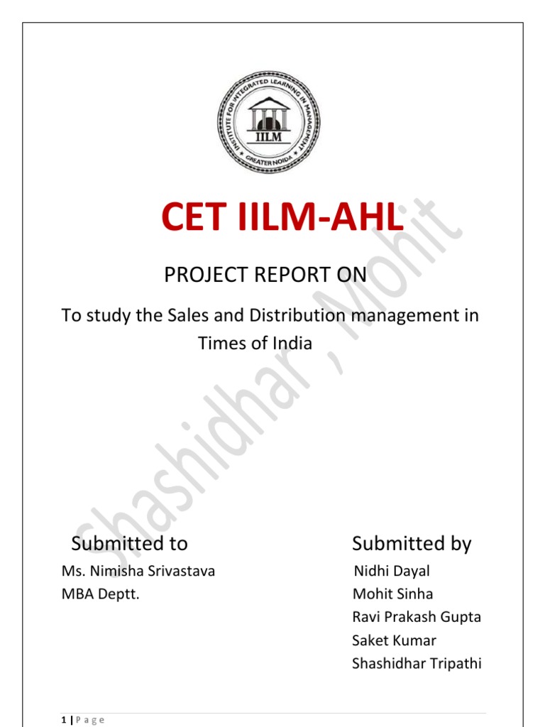 SDM Report On TOI | PDF | Newspapers | Sales