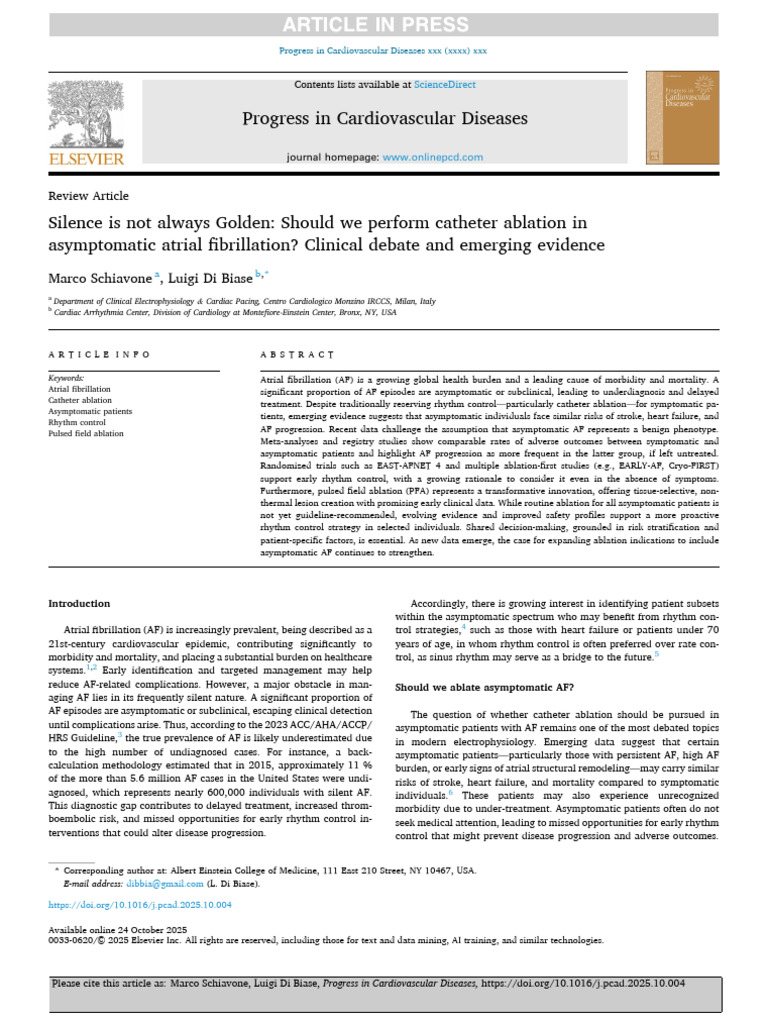 Silence Is Not Always Golden Should We Perform Catheter Ablation in ...