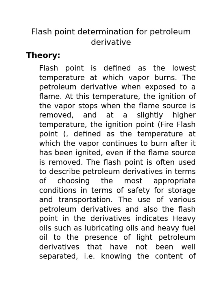 Flash Point Determination For Petroleum Derivative | PDF | Combustion ...