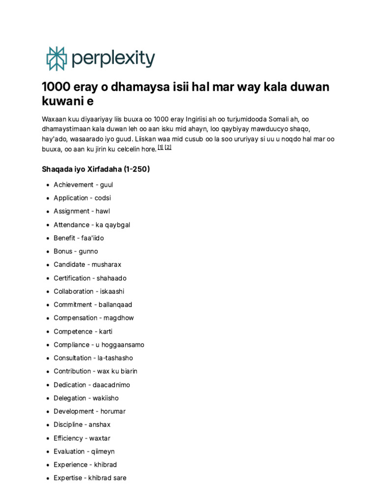 1000 English-Somali Vocabulary List | PDF | Government | International ...