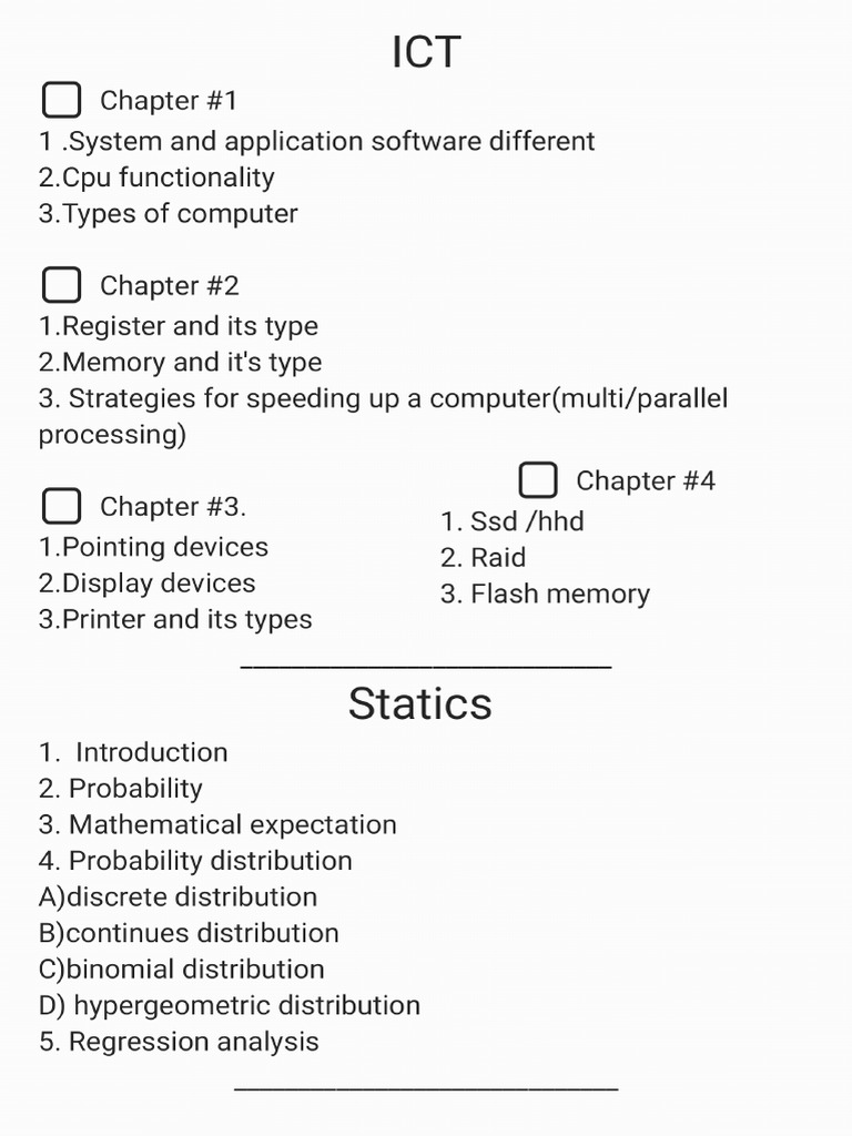 ICT and Statics - Syllabus | PDF