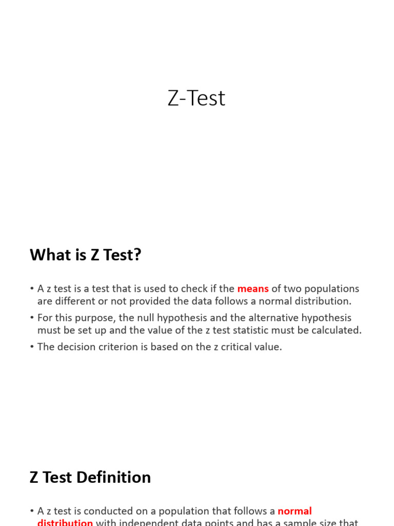 Z Test | PDF | Null Hypothesis | Standard Score