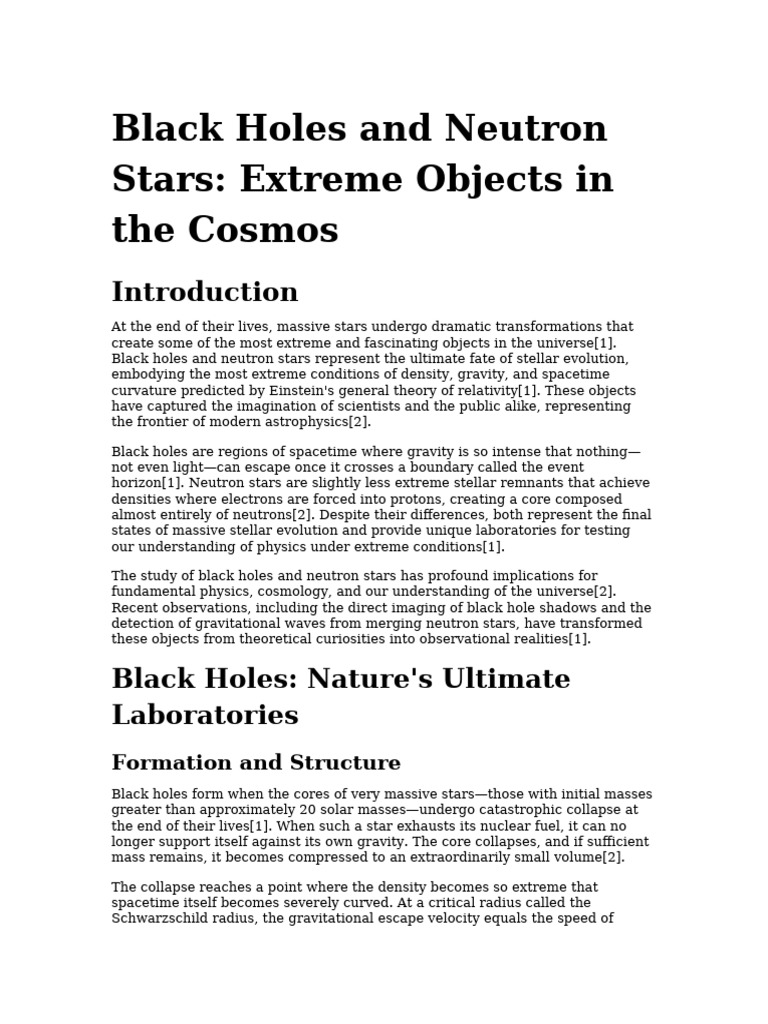 Black Holes and Neutron Stars Explained | PDF | Black Hole | Dark Matter