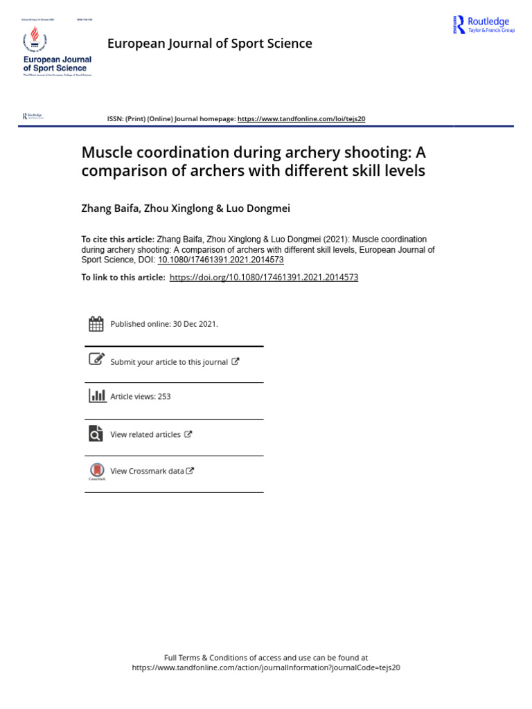 Muscle Coordination Archery | PDF | Archery | Electromyography