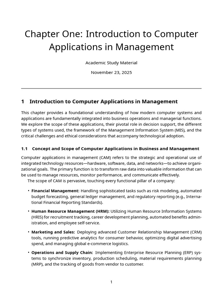 Computer Applications in Management Overview | PDF | Enterprise ...