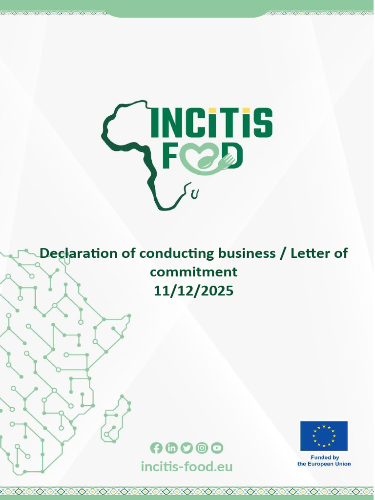 5b. INCiTiS FOOD OC2 Declaration of Conducting Business Letter of ...