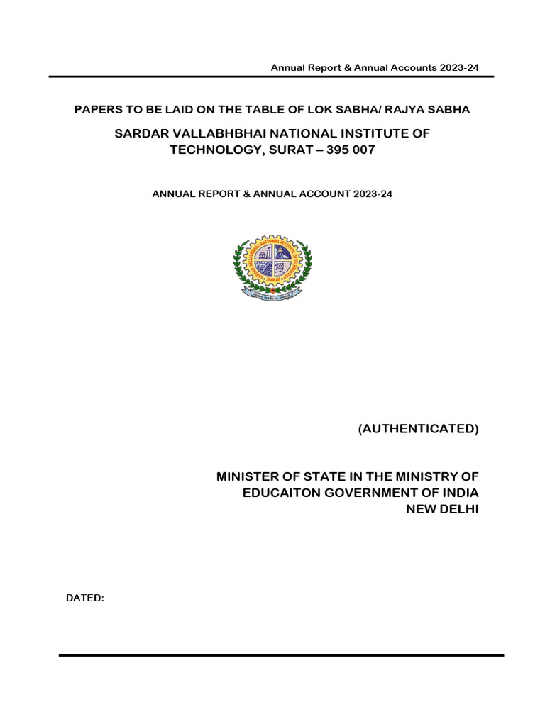 SVNIT Annual Report 2023-24 | PDF | Engineering