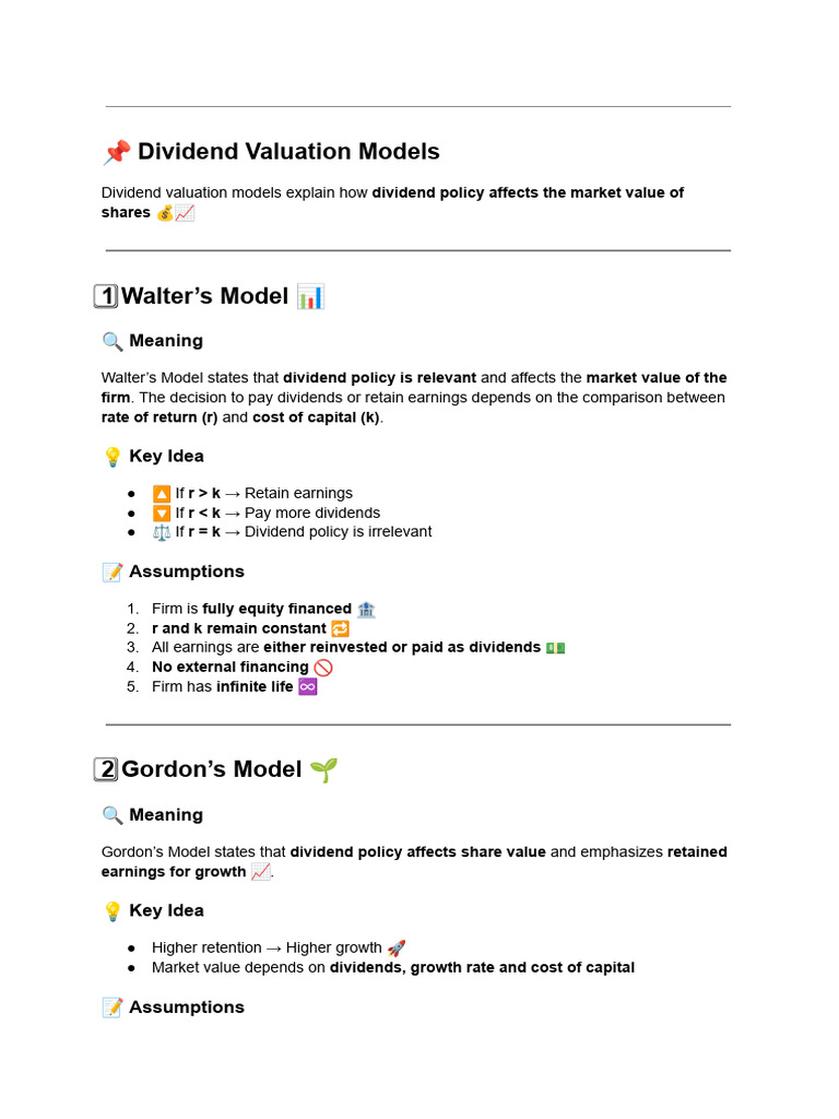 Models and Their Assumptions | PDF | Dividend | Economics