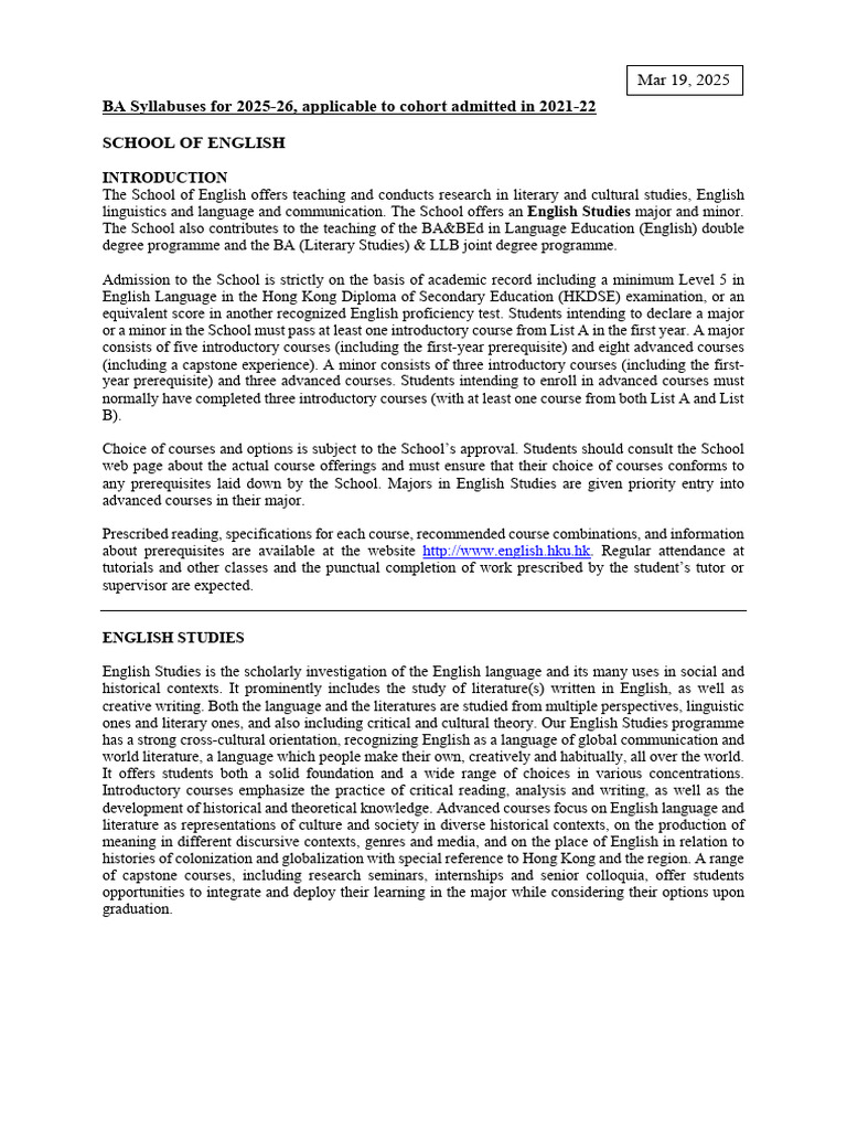 BA English Studies Syllabuses 2025-26 | PDF | Metaphor | Linguistics