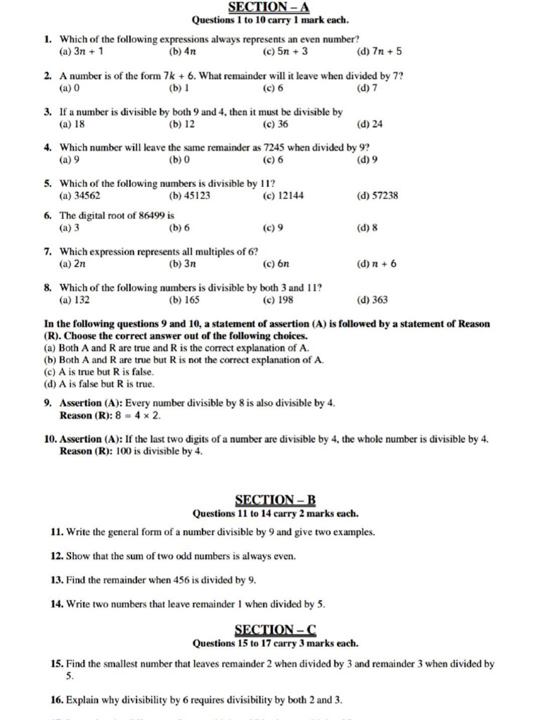 Math Divisibility and Remainder Questions | PDF | Chess | Chess Theory