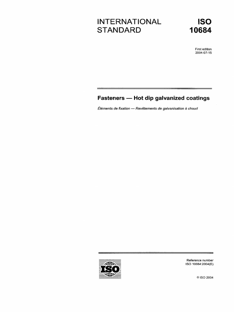 ISO 10684 2004 (ISOstandards - PT) | PDF