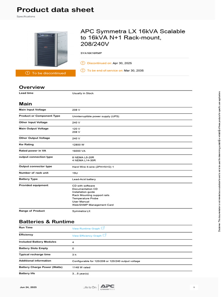 APC Symmetra LX 16kVA UPS Details | PDF | Electrical Engineering ...