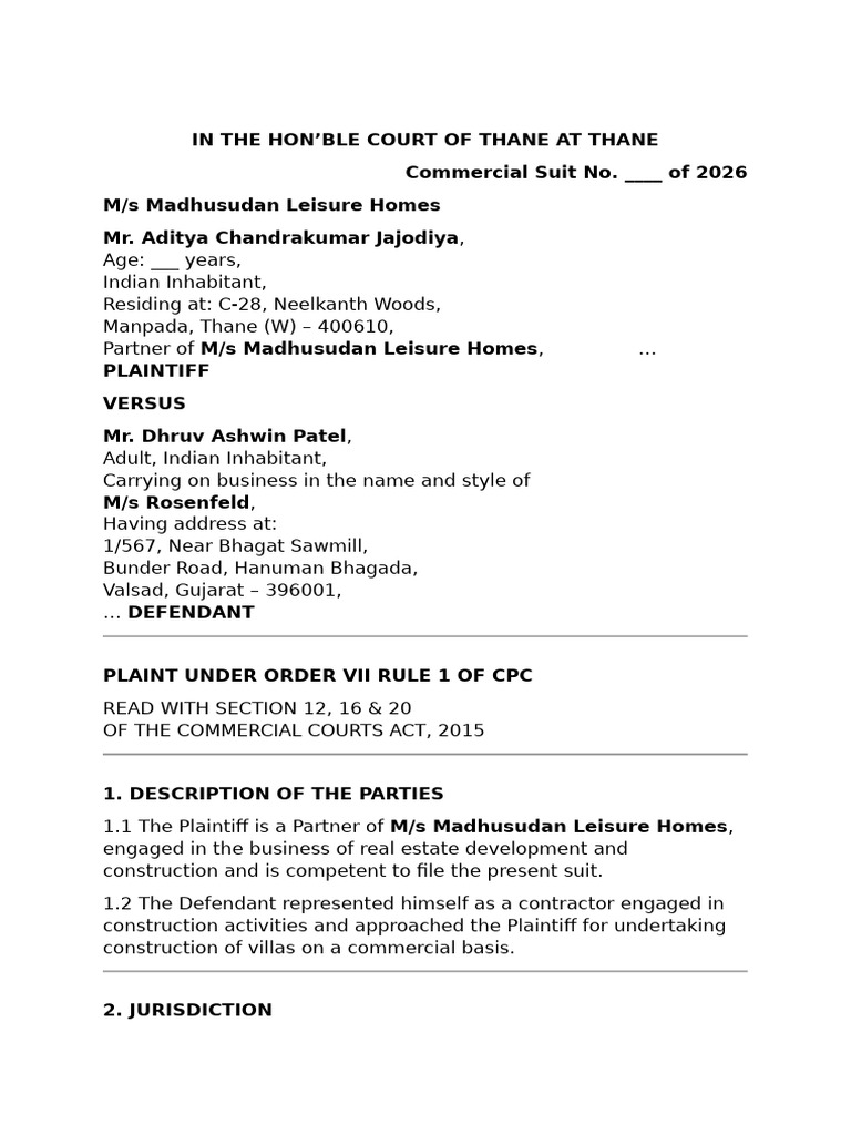 Commercial Suit | PDF | Legal Concepts | Civil Law (Legal System)