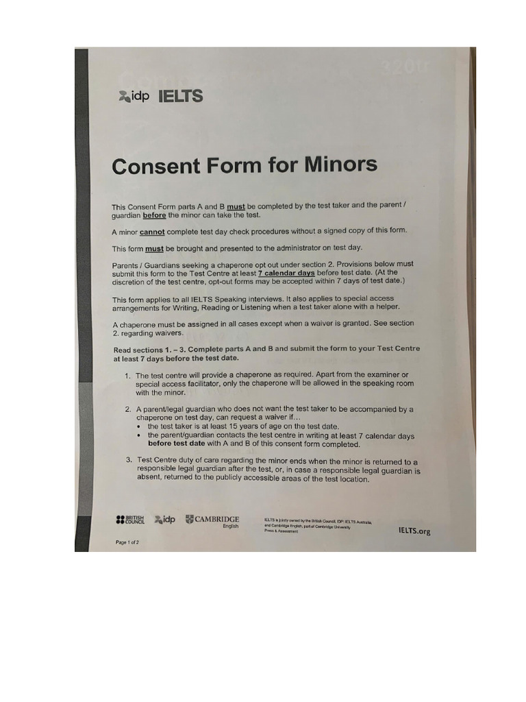 Consent Form For Minors | PDF